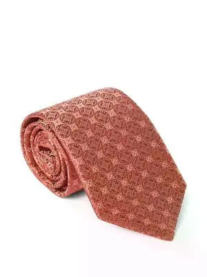 Brunello Cucinelli Brunello Cucinelli Geometric Pattern Silk Neck Tie Orange