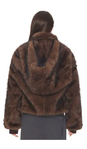 MARRKNULL Hooded Faux Fur Coat