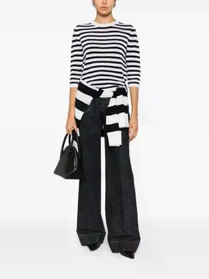 ALLUDE Striped Knit Sweater
