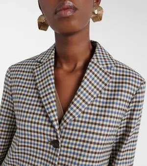 Max Mara Checked Wool And Cotton Blazer