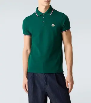 Moncler Logo Cotton Pique Polo Shirt - Green