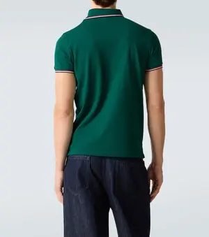 Moncler Logo Cotton Pique Polo Shirt - Green