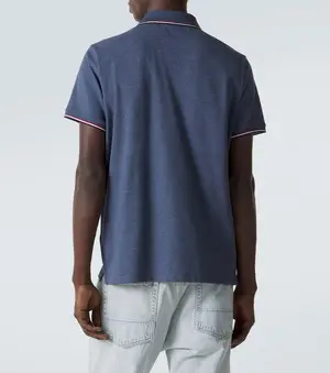 Moncler Cotton Pique Polo Shirt - Blue