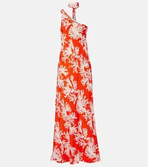 ALEXANDRA MIRO Odetta Scarf-detail One-shoulder Gown - Orange