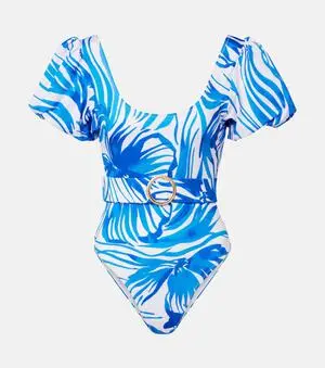 ALEXANDRA MIRO Jeanie Floral Belted Swimsuit - Blue