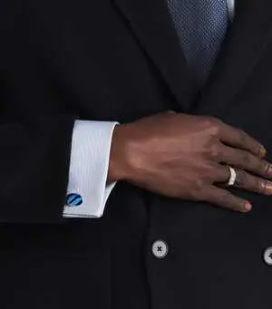 DEAKIN & FRANCIS Sterling Silver Denim Enamel Cufflinks