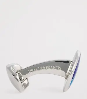DEAKIN & FRANCIS Sterling Silver Denim Enamel Cufflinks