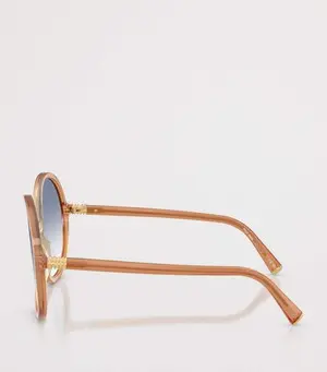 Miu Miu Acetate Oversized Round Sunglasses - Brown