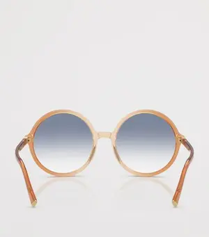 Miu Miu Acetate Oversized Round Sunglasses - Brown