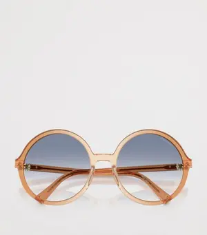 Miu Miu Acetate Oversized Round Sunglasses - Brown