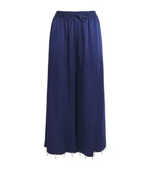 Stella McCartney Faux Pearl Embellished Satin Wide-leg Trousers