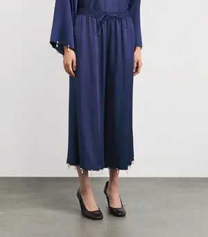 Stella McCartney Faux Pearl Embellished Satin Wide-leg Trousers
