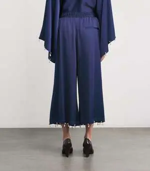 Stella McCartney Faux Pearl Embellished Satin Wide-leg Trousers