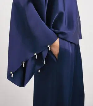 Stella McCartney Faux Pearl Embellished Satin Wide-leg Trousers