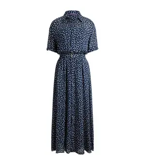 Ralph Lauren Ralph Lauren Collection Sura Midi Shirt Dress With Geometric Print Navy