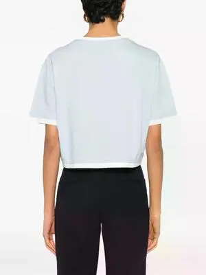 Maje Cropped T-shirt With Logo Embroidery - Blue