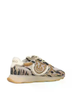 Pinko Zoe Tiger-print Lace-up Sneakers