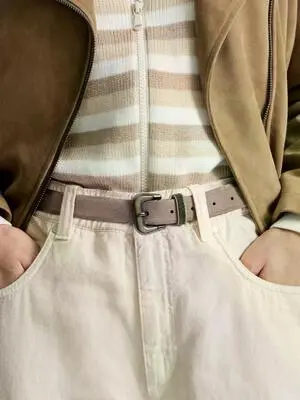 Brunello Cucinelli Suede Belt With Embellished Buckle