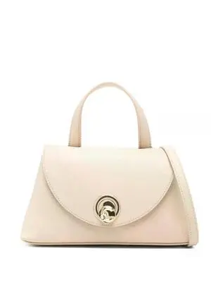 COCCINELLE Small Nika Leather Tote Bag With Turn-lock Fastening - Neutrals