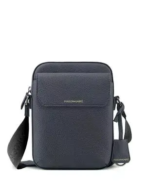 MAISON DE SABRE Leather Flap Messenger Bag - Grey