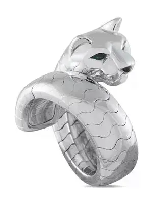 Cartier Panthere Tsavorite And Onyx Ring In 18k White Gold