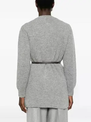 Peserico Sequin-embellished Belted Alpaca Wool-blend Cardigan