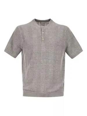 Brunello Cucinelli Ribbed-collar Polo Shirt - Grey