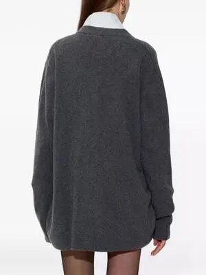 Balmain Gold-tone Button Cardigan - Grey