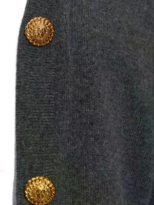Balmain Gold-tone Button Cardigan - Grey
