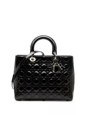 Dior Large Patent Cannage Lady Satchel - Black
