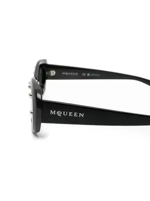 Alexander McQueen Oval Stud Embellished Sunglasses - Black