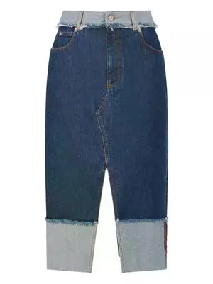 Marni Frayed Denim Midi Skirt