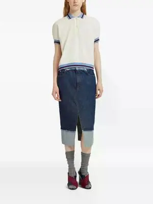 Marni Frayed Denim Midi Skirt