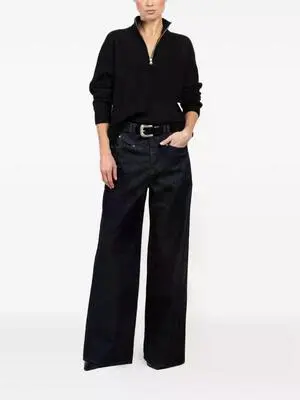 Jenni Kayne Ribbed Half-zip Funnel Neck Sweater