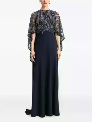 GEMY MAALOUF Embellished Cape Gown