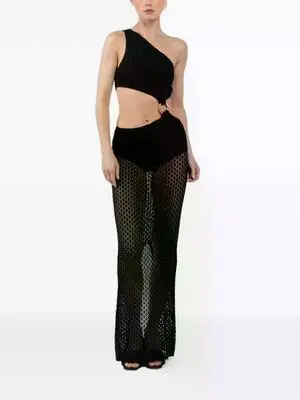 BANANHOT One-shoulder Ring Detail Maxi Dress - Black
