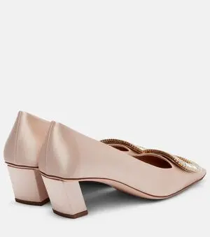 ROGER VIVIER Belle Vivier Embellished Satin Pumps - Beige