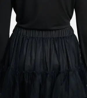 Simone Rocha Ruffled Tulle Midi Skirt - Black