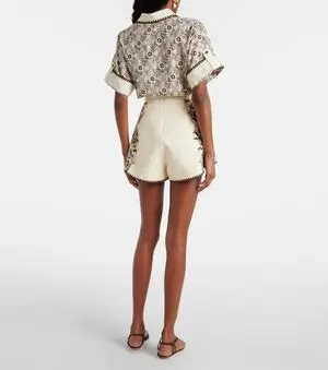 ALEMAIS Printed Linen And Cotton Shorts