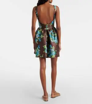 ALEMAIS Floral Peplum Satin Minidress