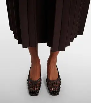 Staud Otto Woven Leather Mules - Brown