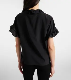 Chloé Ruffled Silk Crepe De Chine Top - Black