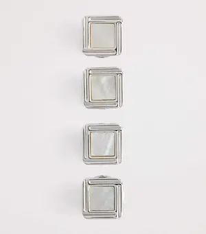 BABETTE WASSERMAN LONDON Rhodium-plated Celtic Mother Of Pearl Cufflinks Set