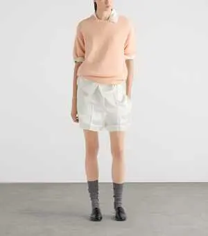 Prada Wool-cashmere Short-sleeve Crew Neck Sweater