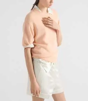 Prada Wool-cashmere Short-sleeve Crew Neck Sweater