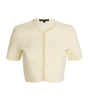 Maje Jacquard Cropped Cardigan - Yellow