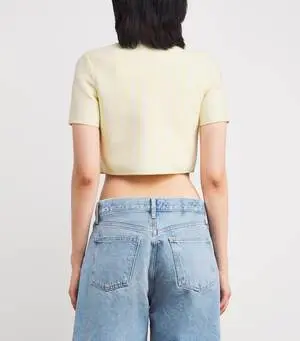 Maje Jacquard Cropped Cardigan - Yellow