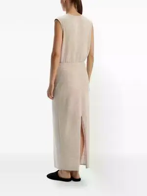12 STOREEZ Knitted Midi Skirt With Rear Slit