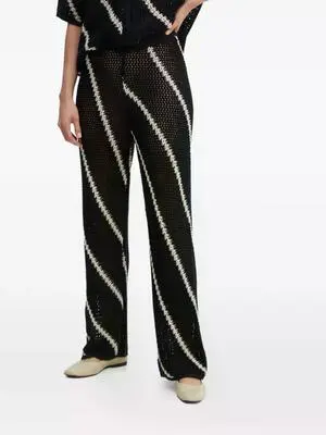 SAMSOE SAMSOE Striped Knitted Wide Leg Trousers - Black