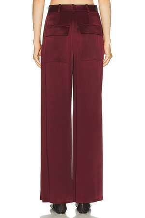 Lapointe Satin Relaxed Pleat Trousers - Crimson